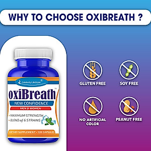 Celebrity LifeStyle Product Oxibreath Dental Probiotics for Fresh Breath, Support Fresh Breath, Vegetarian Oral Health Support, Oral Probiotics for Mouth Bad Breath for Men & Women- 120 Capsules