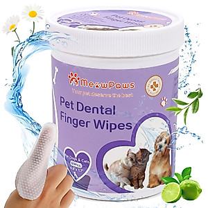 MeowPaws Dog Teeth Cleaning Wipes and Ear Wipes 240 Counts Gift Packaging, Pet Dental Finger Wipes for Dogs and Pet Ear Cleaner Finger Wipes, Gently Remove Ear Wax and Reduces Plaque, Freshen Breath