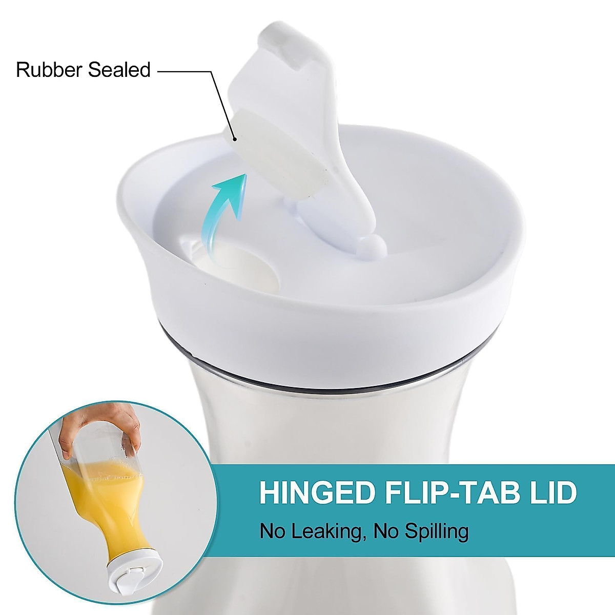 Set of 4 Plastic Carafe with Lid, 50 Oz Carafes for Mimosa Bar, Square Base Juice Containers, Water Bottle, Milk Container, Clear Beverage Containers for Fridge