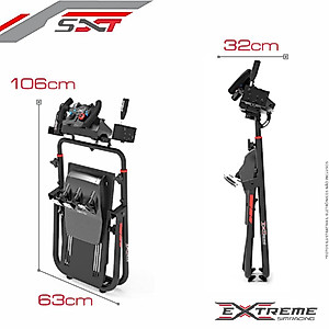Extreme Sim Racing Wheel Stand Cockpit SXT V2 Racing Simulator - Racing Wheel Stand Black Edition For Logitech G25, G27, G29, G920, Thrustmaster And Fanatec - Heavy Dutty and Foldable