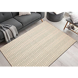 Jute Cotton Rug 60x84 inches (5x7 Feet) Farmhouse Style,Indoor Entryway Rug, for Room Doorway of Your Home, Hand Woven by Skilled Artisans__Natural Jute Cotton Rug
