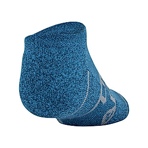 Under Armour Youth Phenom No Show Socks, 3-Pairs , Heather Blue Assorted , Small