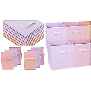 7520 – Pastel Pink Orange Purple - Foldable Storage Cube Basket Bin - MN43