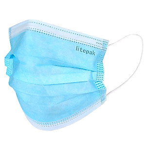 Litepak 2000pcs Premium Disposable Face Mask SOFT 3ply Nose Wire - Blue