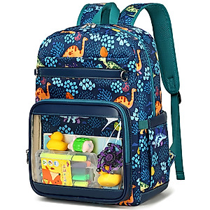 LEDAOU Kids Preschool Backpack Boys Kindergarten BookBag Elementary Waterproof School Bag (Dinosaur Leaf)