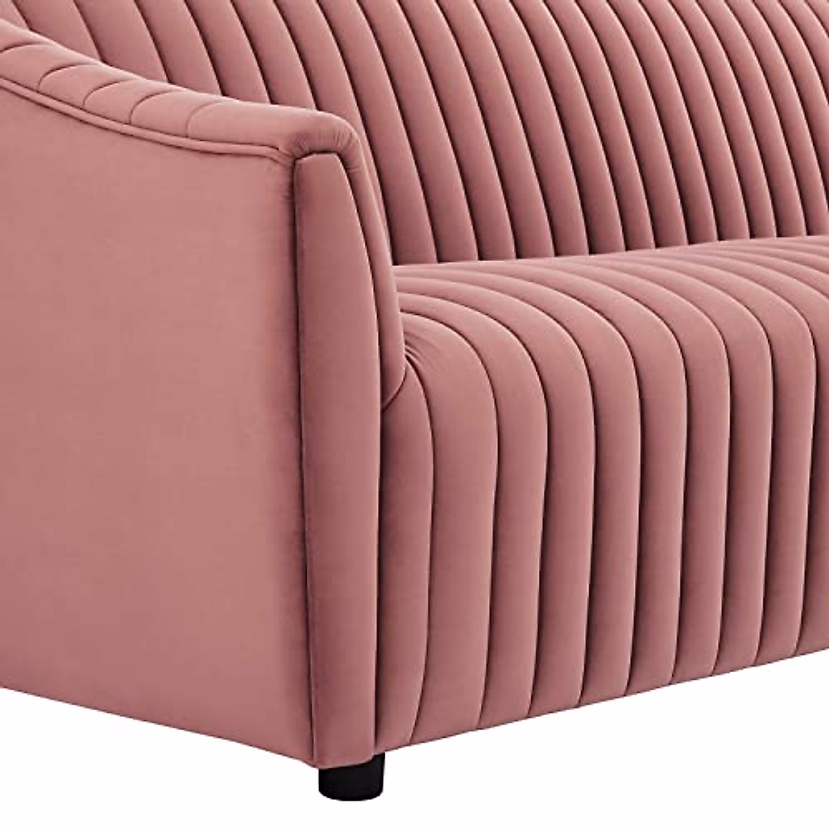 Modway Announce Performance Velvet Channel Tufted Sofa, Dusty Rose