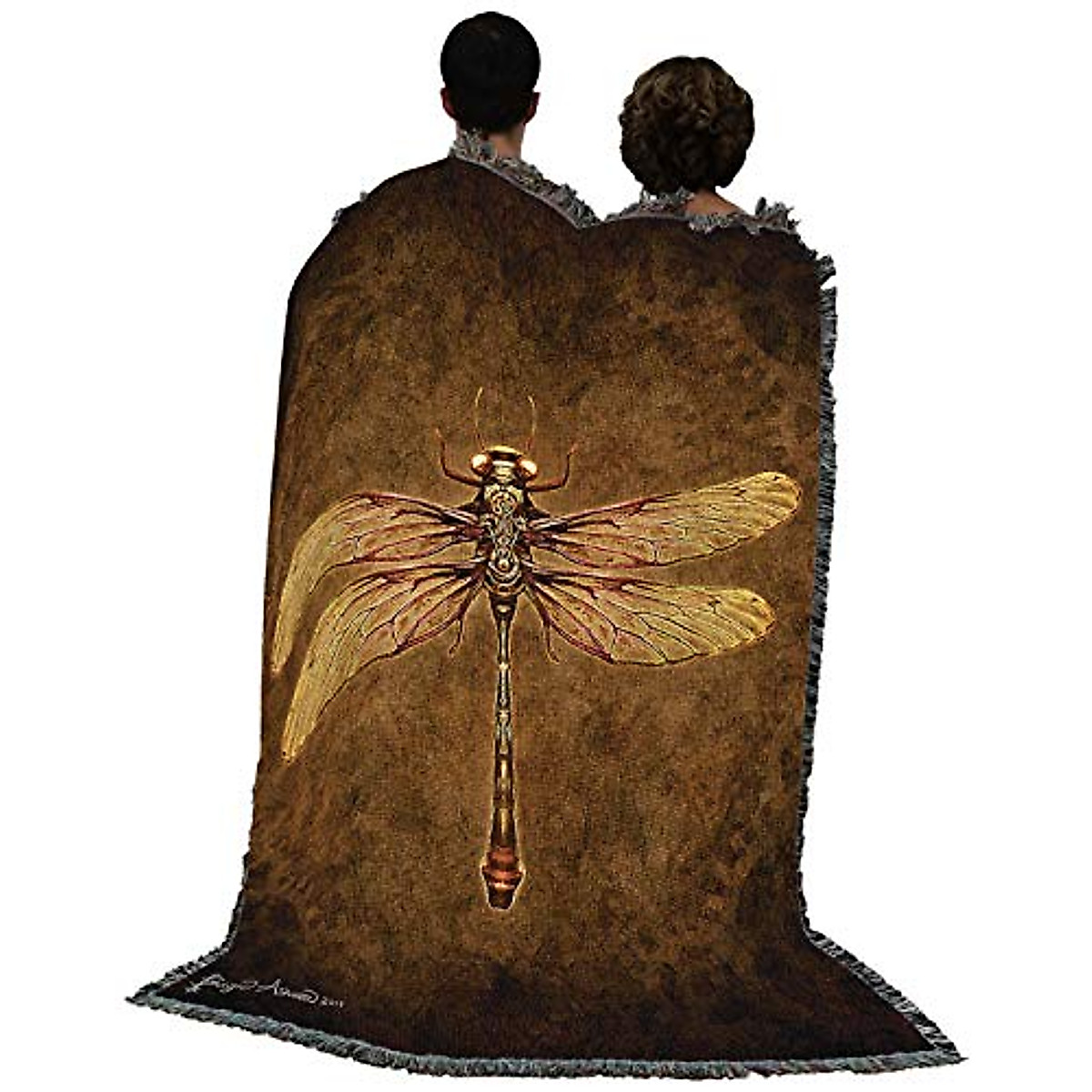 Pure Country Weavers Steampunk Dragonfly Blanket by Brigid Ashwood - Gift Fantasy Tapestry Throw Woven from Cotton - Made in The USA (72x54)
