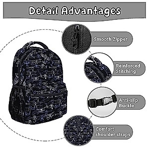 Cbntnaf Airplane Daypack for Women Men, Black Aircraft Print Bookbag for Boys Girls, Large Capacity Lightweight Backpack for School Work Camping Hiking