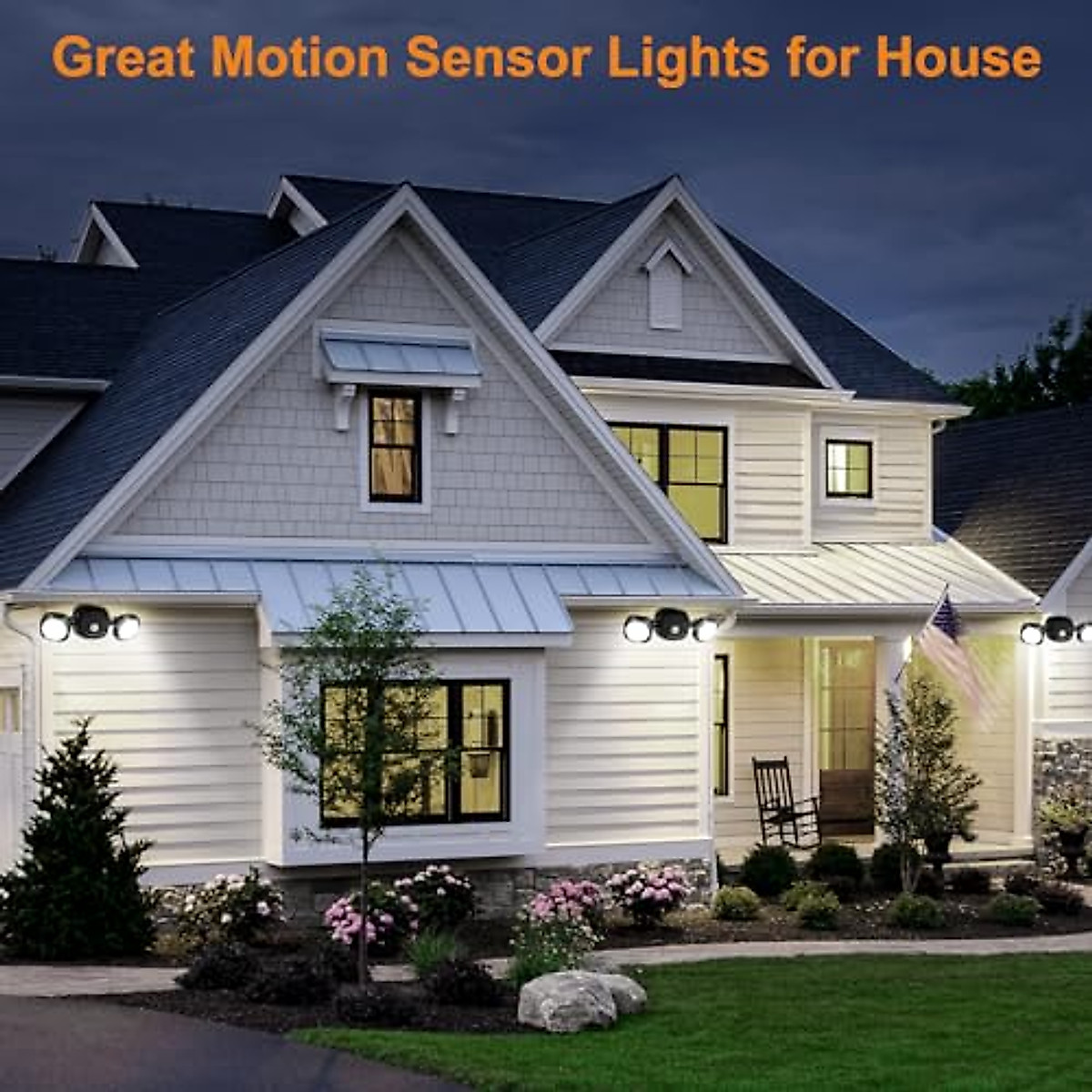 Battery-Operated Motion Sensor Light Outdoor/Indoor - Battery Powered LED Flood Light, IP65 Waterproof Wireless Security Lights Outside Lights for House Garage Patio Porch Shed Exterior, Black-1Pack