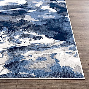 Abani Rugs Regal REG110A Blue Grey Marble Ice Design Area Rug