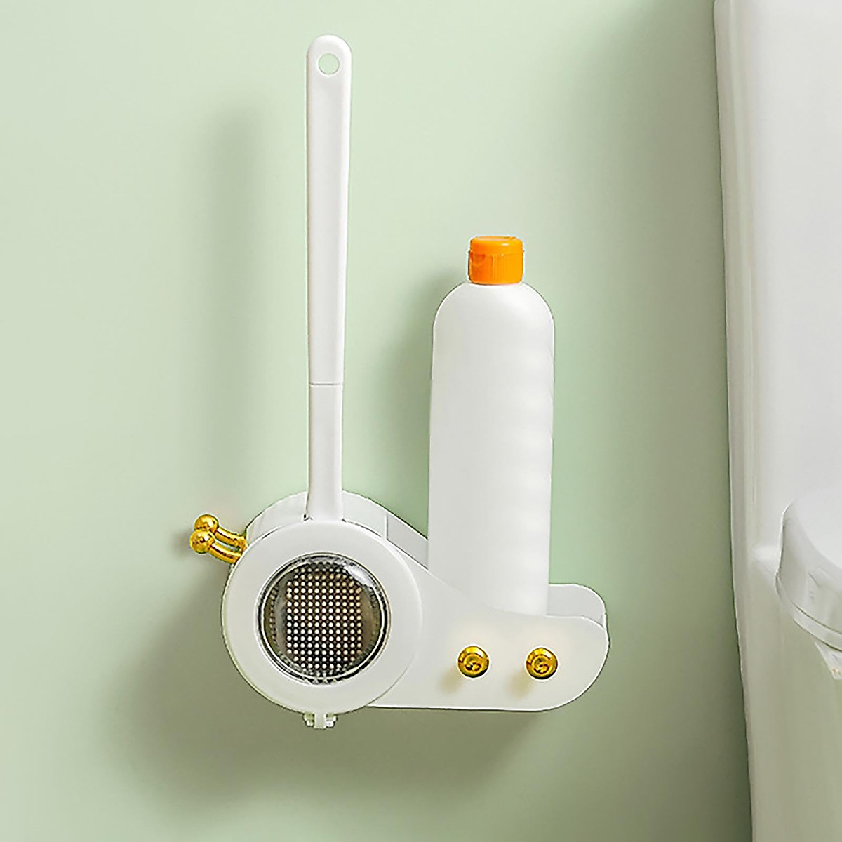 Long Handle Toilet Brush,Wall-Mounted Deep Cleaning Brush with Snail Shape Holder,Household Cleaner Bathroom Accessories Wall Mounted Toilet Brush for Bathroom Accessory Toilet Cleaning Brush