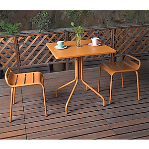 GWAREZ Outdoor Bistro Square Metal Table 27.5'' Patio Side Table for Backyard Lawn Balcony Poolside or Garden, Orange…