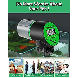 Petbank Automatic Fish Feeder - Rechargeable Timer Fish Food Dispenser with USB Charger Cable, for Aquarium or Fish Tank