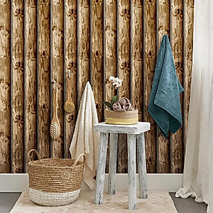 RoomMates RMK11308WP Brown Cabin Logs Peel and Stick Wallpaper