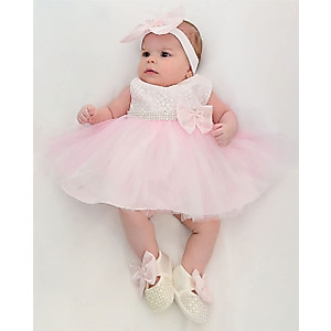 Lilax Baby Girl Lace Tulle Dress Pageant 3 Piece Party Outfit (0-3 Months, Pink)