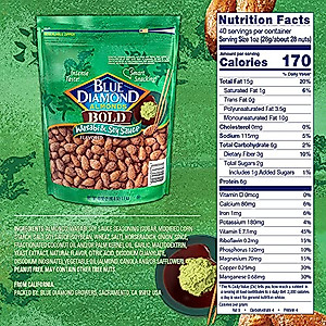 Blue Diamond Almonds Wasabi & Soy Sauce Flavored Snack Nuts, 40 Oz Resealable Bag (Pack of 1)