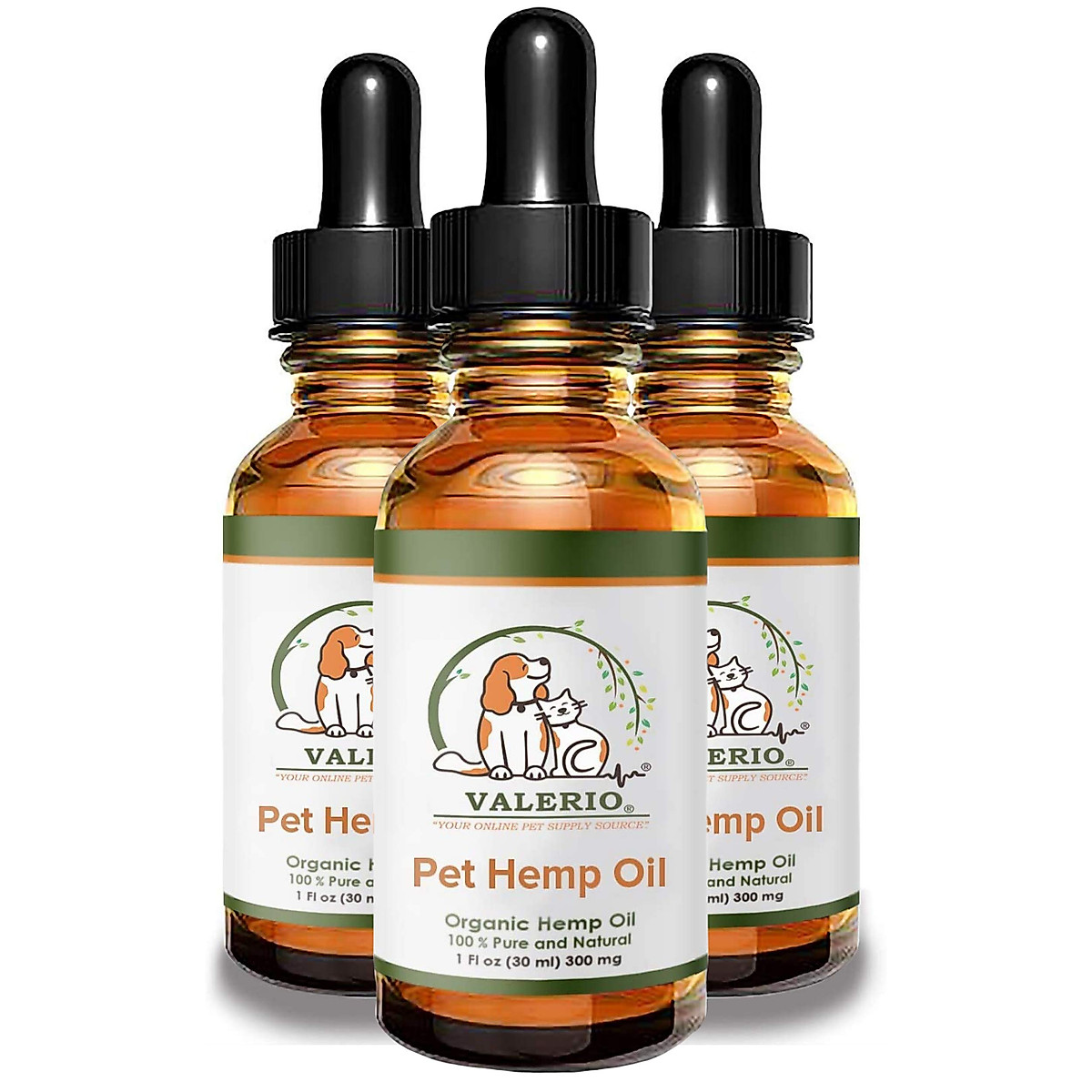 Valerio Pets Hemp Oil for Dogs and Cats - 1 Oz - Hemp Oil Drops with Omega Fatty Acids - Hip and Joint Support and Skin Health (3 Pack - 3 x 1 Oz)