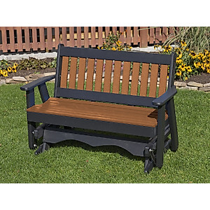 ECOMMERSIFY INC 5FT-Cedar-Poly Lumber Mission Porch Glider Heavy Duty Everlasting PolyTuf HDPE - Made in USA - Amish Crafted
