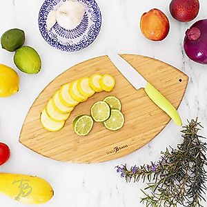 Totally Bamboo Football Shaped Bamboo Wood Cutting Board and Charcuterie Board, Great Gift for Football Fans