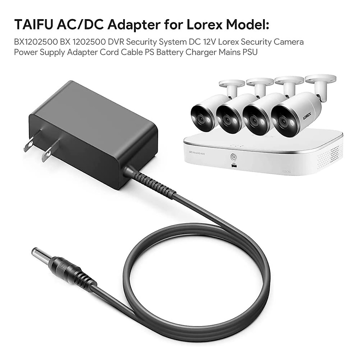 TAIFU AC/DC Adapter for Lorex Model: BX1202500 BX 1202500 DVR Security System DC 12V Lorex Security Camera Power Supply Adapter Cord Cable PS Battery Charger Mains PSU