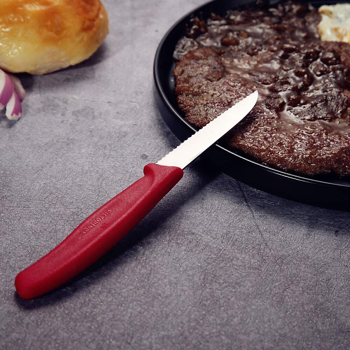 Victorinox Swiss Classic 3 1/4 inch Wavy Red Paring Knife, 3.1 inches