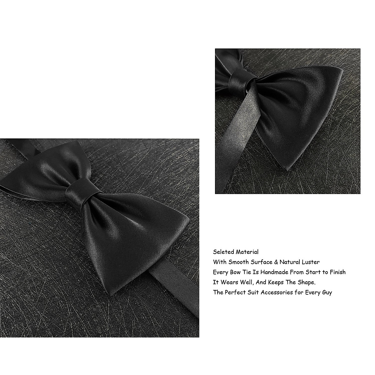 GUUNIEE Mens 100% Silk Pre-tied Bowtie Solid Bow Ties