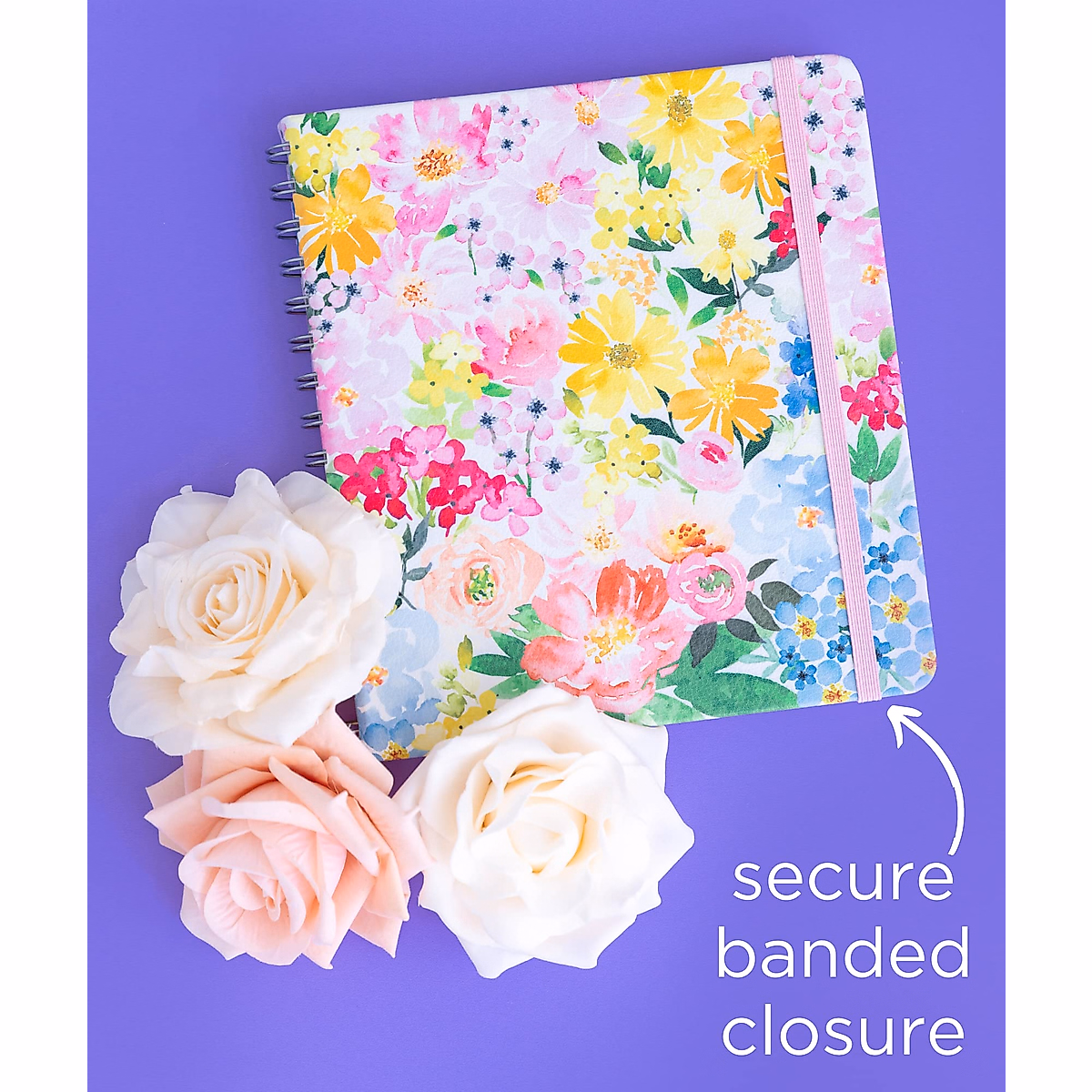 Steel Mill & Co Writing and Drawing Journal, Cute Floral Spiral Notebook with 160 Lined Pages, Art Journal with Reusable Stencil, Summer Garden