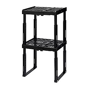 Tools for School Locker Shelf Organizer for School Locker - Locker Organizer - Strong ABS Plastic - Adjustable Width with Side Magnets - Patented Stackable Shelf Organizer - Pack of 2 - (Black)