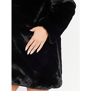 TOPONSKY Furry Jackets Faux Fur Winter Fancy Women Fluffy Fuzzy Cruella Coat Black M