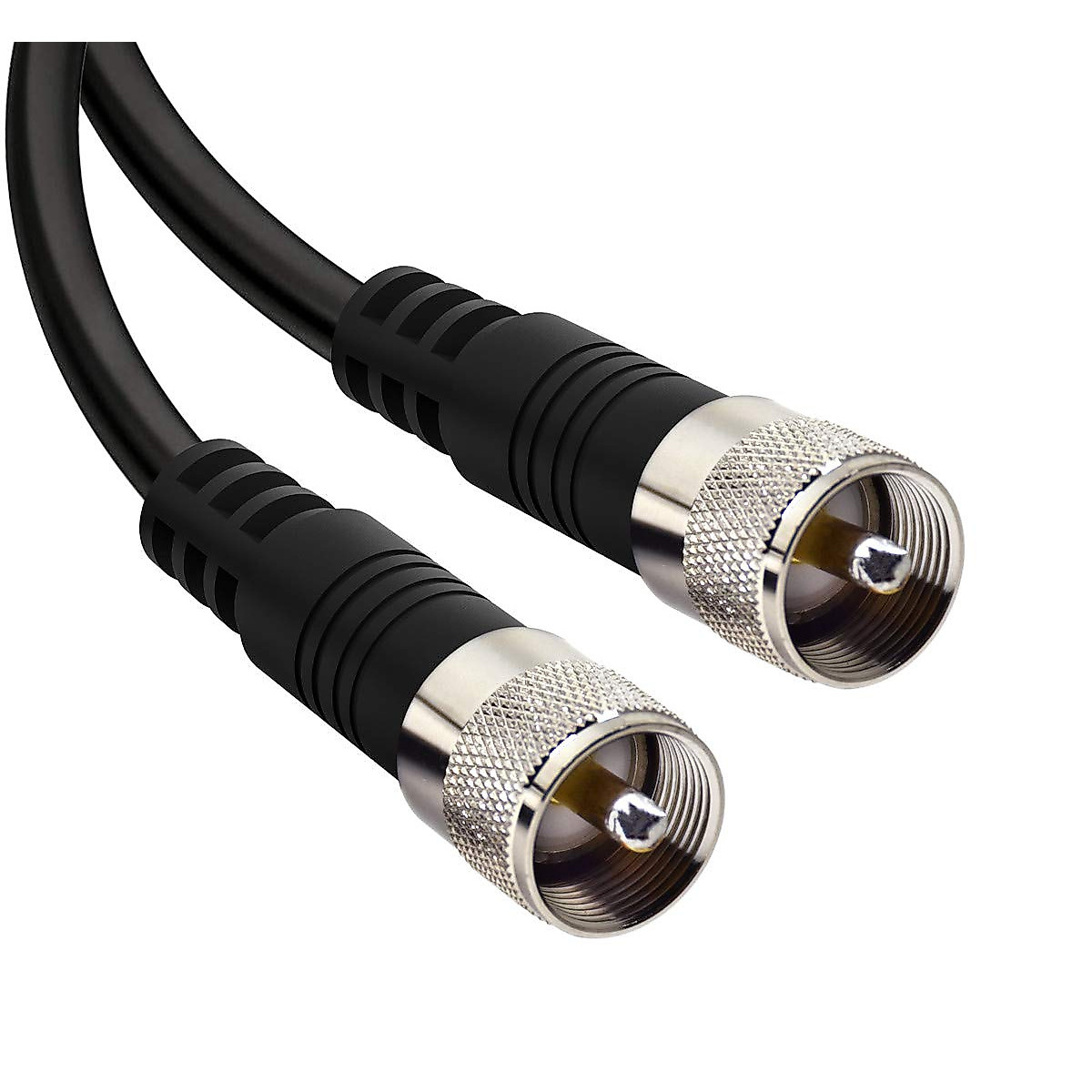 RFAdapter RG8x Jumper Cable, 2 Pack 2ft CB Coax Cable PL259 UHF Connector 50 ohm Low Loss for Ham Radio, Antenna Analyzer, Dummy Load and SWR Meter