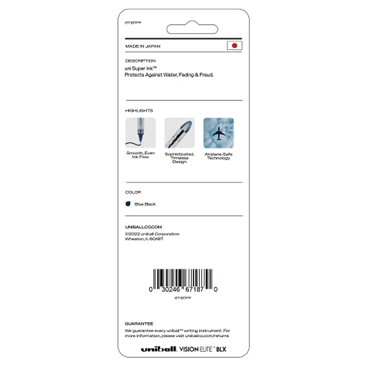 uni-ball Vision Elite BLX Infusion Rollerball Pens, Bold Point (0.8mm), Blue/Black, 3 Count