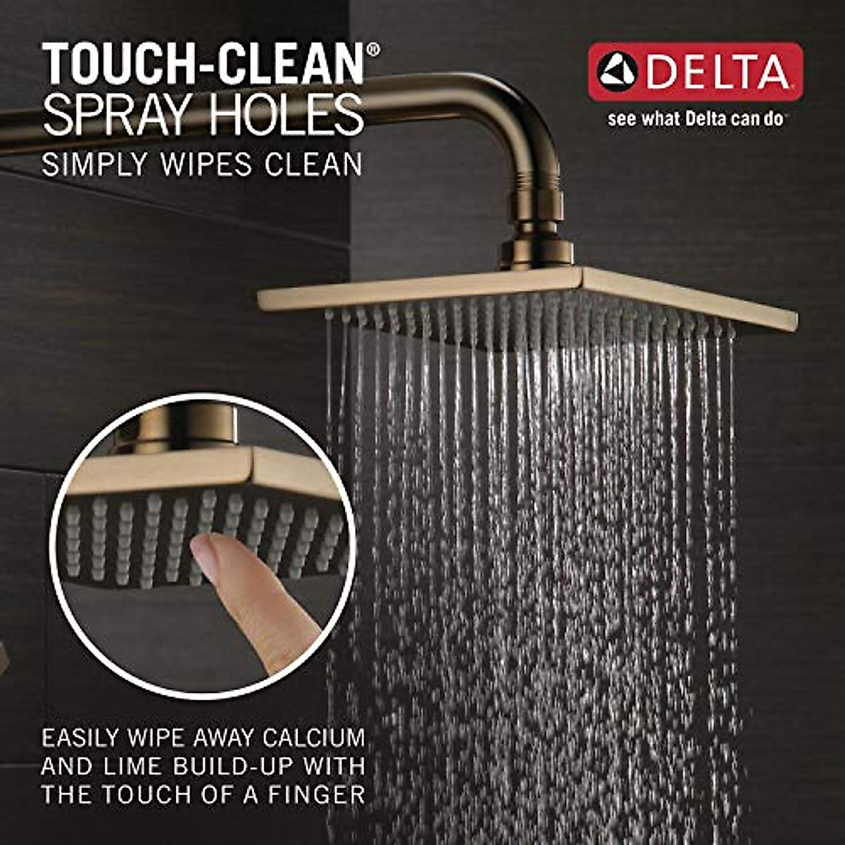 Delta Faucet Vero 14 Series Single-Function Shower Trim Kit with Single-Spray Touch-Clean Rain Shower Head, Champagne Bronze T14253-CZ (Valve Not Included)