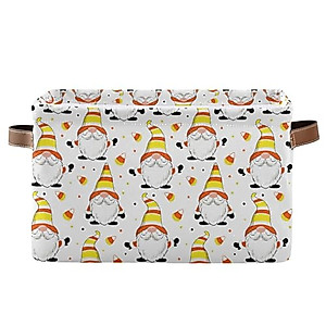 Halloween Fall Gnome Storage Basket Bins Foldable Laundry Hamper Toy Storage Bins Box Organizer for Home Boys Girls Office Closet Shelf Nursery Baskets,1 pcs