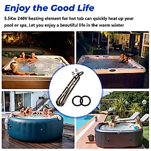 Adabuing 5.5KW 240V Titanium Hot Tub Spa Heating for Universal Heating Element Replacement for Flo-Thru, Also fit for Balboa Spa Heater Element and Spas Electric Heaters Or Swimming Pools -(10 inch)
