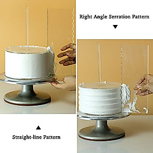 Aquiver Acrylic Round Cake Disk Set - Cake Discs Circle Base Boards with Center Hole - 2 Comb Scrapers (4 Patterns) & 3 Dowel Rod - 6.25", 8.25", 10.25", 2 of Each Size - Supplies for 3 Tier Cakes