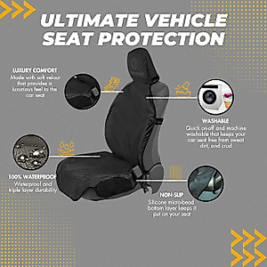 QIKCOVER Premium Waterproof Car Seat Cover - Sweatproof, Universal Fit, Non-Slip, Durable Protector for Dirt, Spills, Pet Claws - Auto, SUV, Truck Compatible (Black)