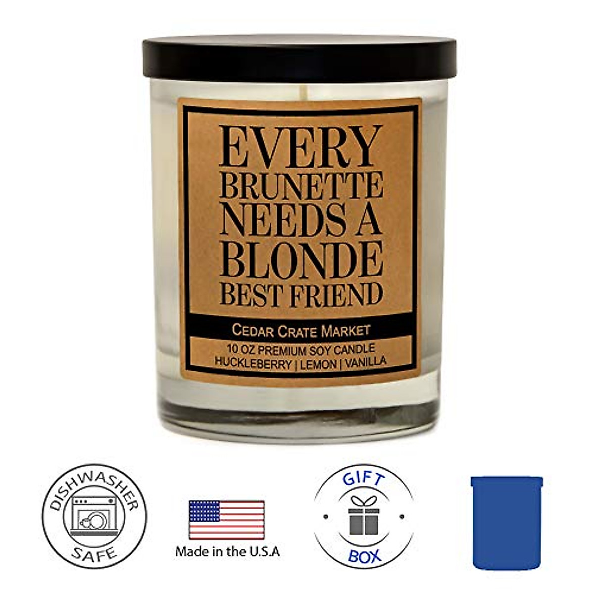 Every Brunette Needs a Blonde Best Friend - Funny Candle, Friendship Gifts for Women, Funny Birthday Gifts for Friends Female, BFF, Bestie, Coworker, Sister, Long Distance Friend, Scented Candles