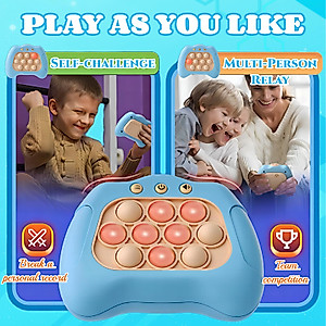 2 Pc New Speed Push Handheld Game Machine-Fidget Console,Quick Push Light Up Pop Game for Adults and Kids,Music Whack A Mole Stress Relief Fidget Toys,Squeeze Poppet Sensory Push Pop Bubble Toy (PB)