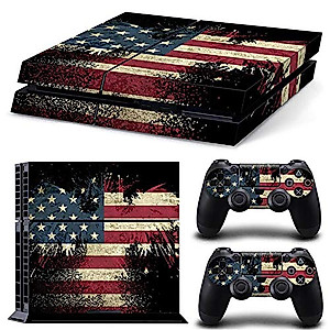 DOMILINA PS4 Skin Set Vinyl Decal Sticker for Playstation 4 Console Dualshock 2 Controllers - The Flag of The United States
