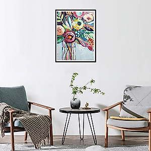 TISHIRON 5D Diamond Art Painting Abstract Flowers DIY Diamond Kits for Adults Kids Round Full Drill Diamond Art Kits Floral Picture Gem Art Crystal Painting Arts and Crafts for Beginners Kids 12"x16"