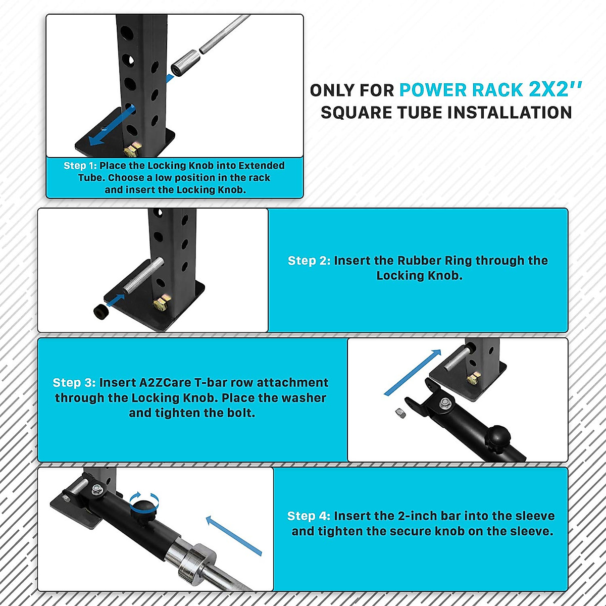 A2ZCARE Power Rack T-Bar Row Landmine Base - Fitness Rack Mounted Landmine Attachment - Fit 2-inch Olympic Bars - Compatible with 2x2 inch Power Rack