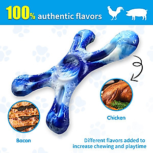 EASTPET 2 Pack Durable Dog Chew Toy for Aggressive Chewers,Beef Flavor,Nylon Material with dimpled Design for Medium Large Breed Dogs (Large, Bacon)