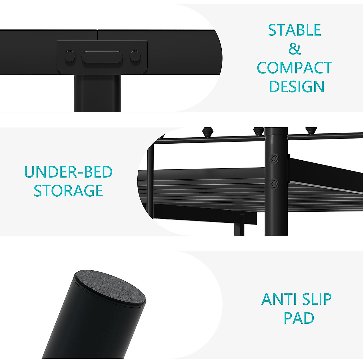 Walsunny Classic Metal Platform Bed Frame Mattress Foundation with Victorian Style Iron-Art Headboard/Footboard, Under Bed Storage, No Box Spring Needed, Twin Size