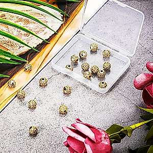 20 Pieces 8 mm Zirconia Cubic Beads, Round Rhinestone Bracelet Spacer Charms,Crystal Zirconia Stones, Ball Beads for Jewelry Making DIY (Gold)