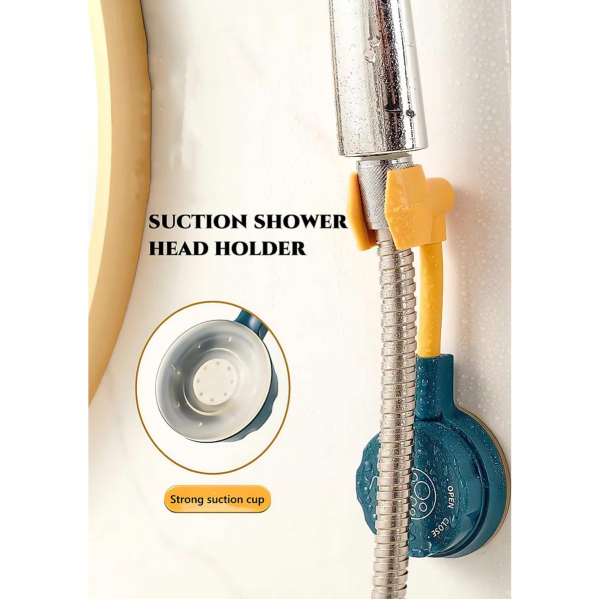 Adjustable Suction Cup Shower Head, Wall Mount Holder for Handheld Wand, Removable Handheld Showerhead