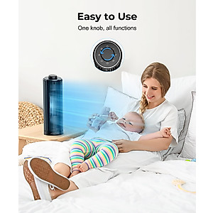 Abolee Tower Fan, 23ft/s Desk Fan, 70° Oscillating Table Fan for Bedroom, Standing Table Fan with 3 Modes, 2024 New 13 Inch Bladeless fan for Bedroom, Home,Office Black