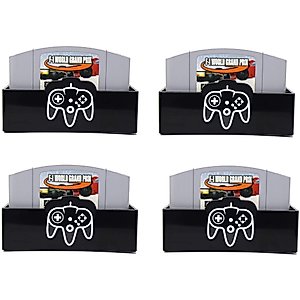 Skywin N64 Game Storage - N64 Game Holder Fits and Organizes N64 Cartridges - Simple and Stylish Design to Show Off Your Game Collection (4 Pack)