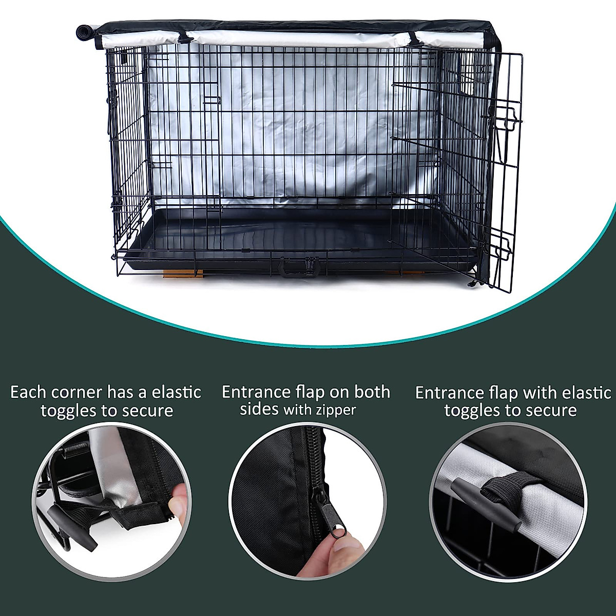 kefit Dog Crate Cover 42 inch, Kennel Cover for Dog Cage, Black