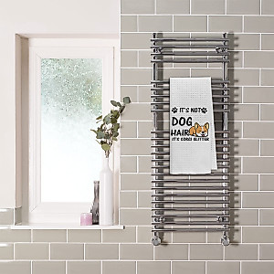 Dibor It’s Not Dog Hair It’s Corgi Glitter Kitchen Towels Dish Towels Dishcloth,Funny Corgi Dog Decorative Absorbent Drying Cloth Hand Towels Tea Towels for Bathroom Kitchen,Dog Lovers Girls Gifts