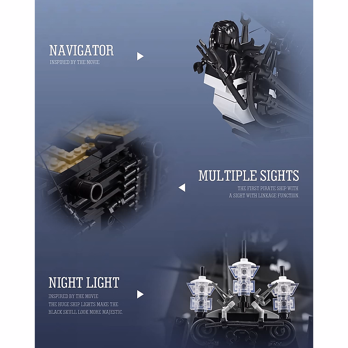 Nifeliz Black Skull Pirates Ship Building Blocks Kits, Model Set and Assembly Toy for Teens and Adult, Makes a Great Gift for People who Like Creative Play and Adventures, New 2023 (3423Pcs)